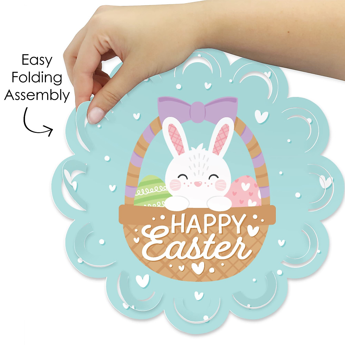 Big Dot of Happiness Spring Easter Bunny - Happy Easter Party Round Table Decorations - Paper Chargers - Place Setting For 12