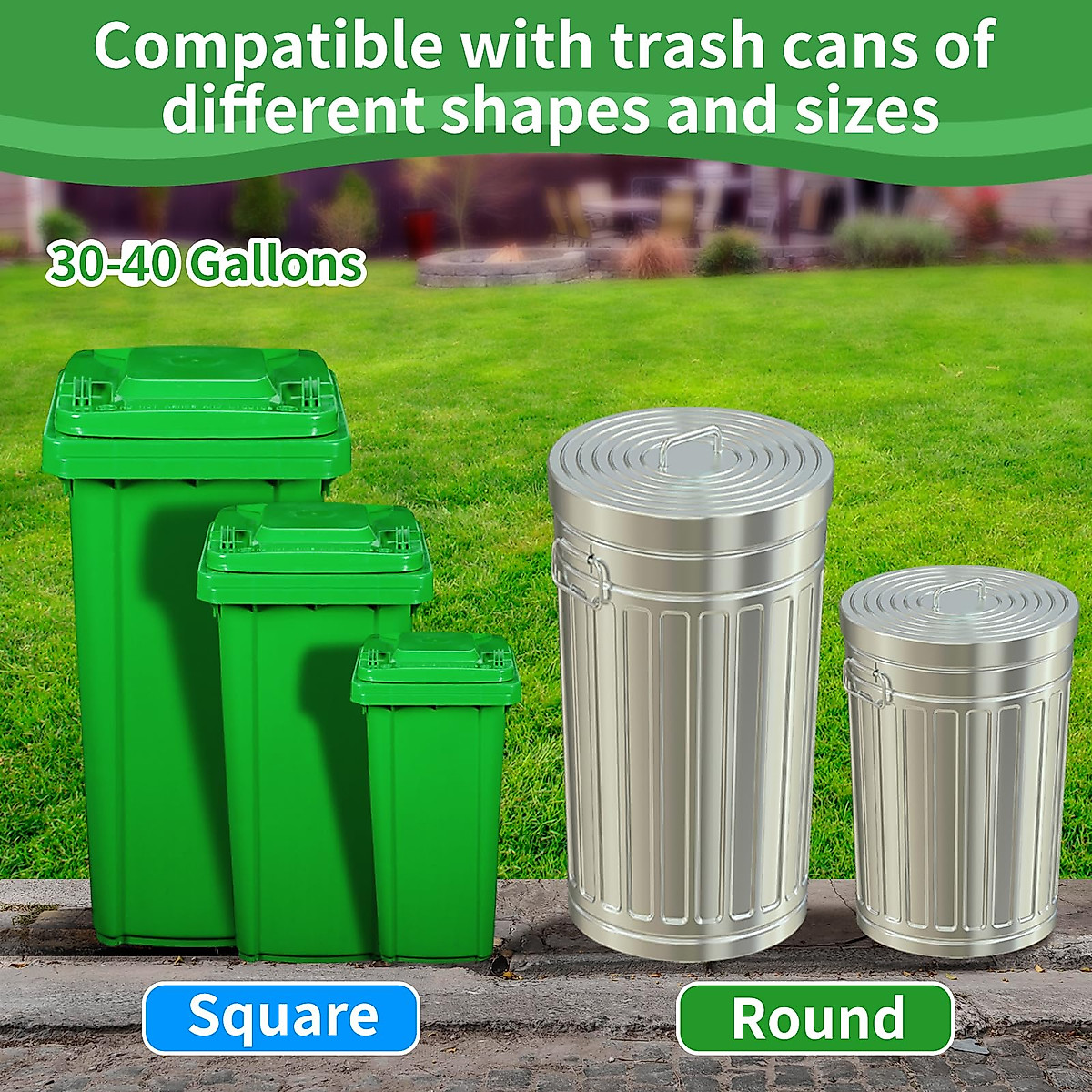 Foxmox Trash Can Lock for Animals: 1PCS Garbage Can Lid Locks with Heavy Duty Bungee for Raccoons Proof,Bears Proof and Wind-Resistant(Fits 30-40 Gallon Cans)