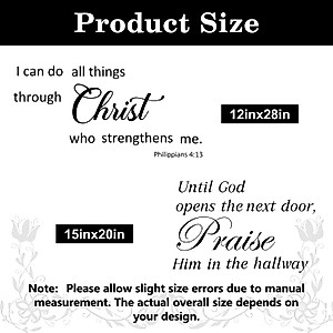2 Sets Bible Verse Wall Decals Vinyl Inspirational Quotes Wall Decals Positive Saying Wall Stickers Christian Scripture Motivational Decal Religious Wall Decor for Women Family Home Bedroom