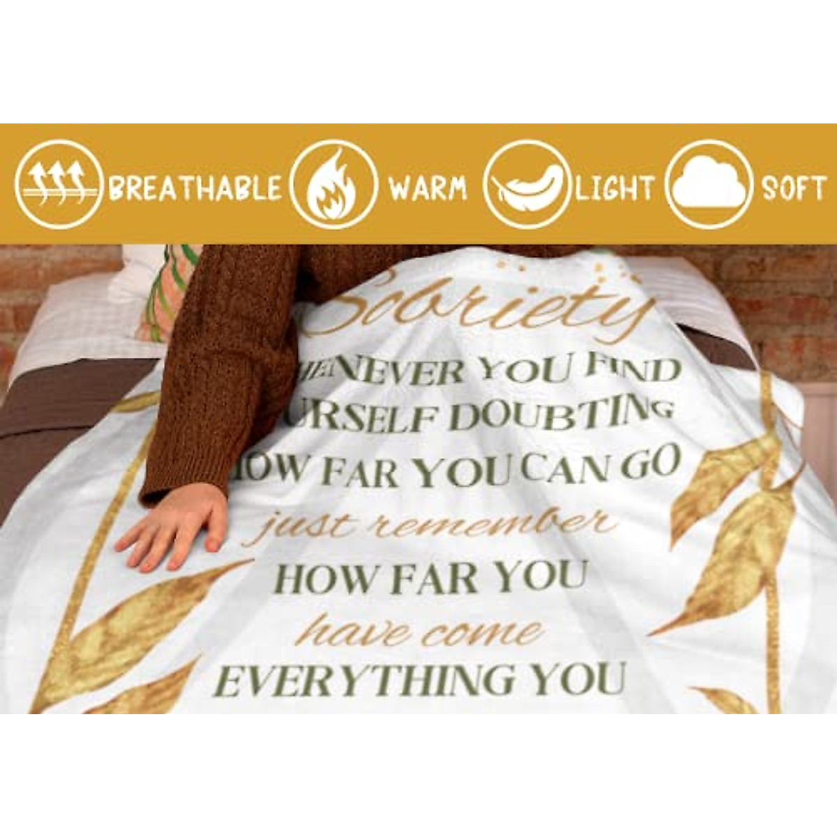 InnoBeta Sobriety Gifts for Women, AA Gifts Sobriety for Women - Whenever You Find Yourself Doubting, Sobriety Blanket, Sober Gifts for Women, Friends, Flannel Throw Blanket - 50"x 65"