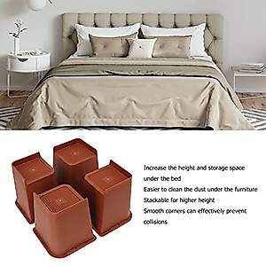 Oumefar 4Pcs Furniture Lift Risers ABS Furniture Bed Risers 6 Inch 8 Inch Heavy Duty Risers for Sofa and Table (Brown)