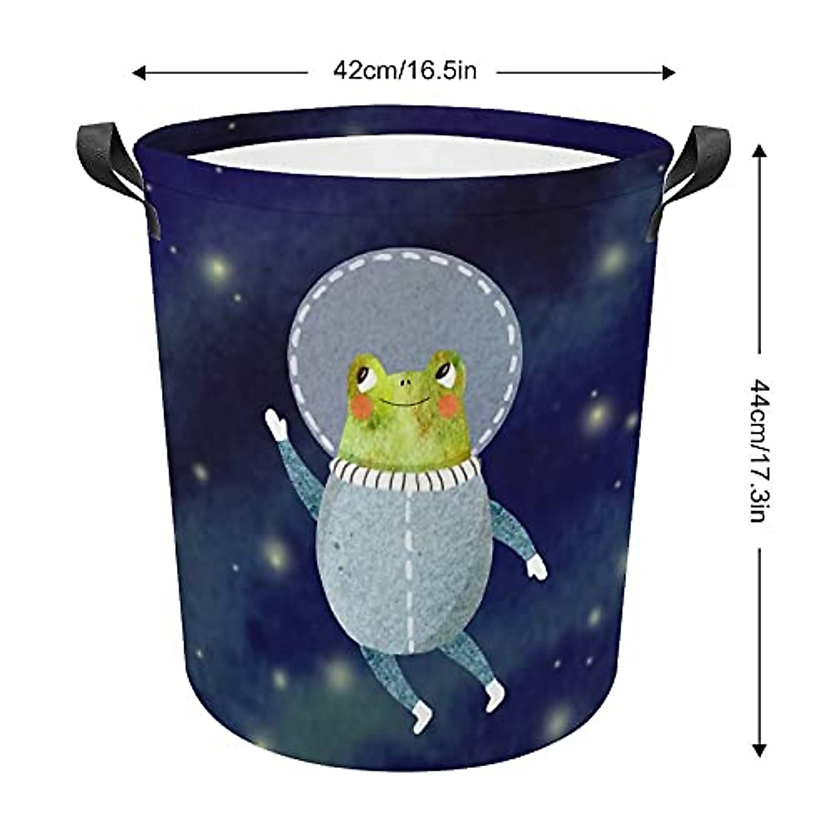 Cheerful Frog Astronaut Oxford Cloth Laundry Basket with Handles Storage Basket for Toy Organizer Kids Room Nursery Hamper Bathroom