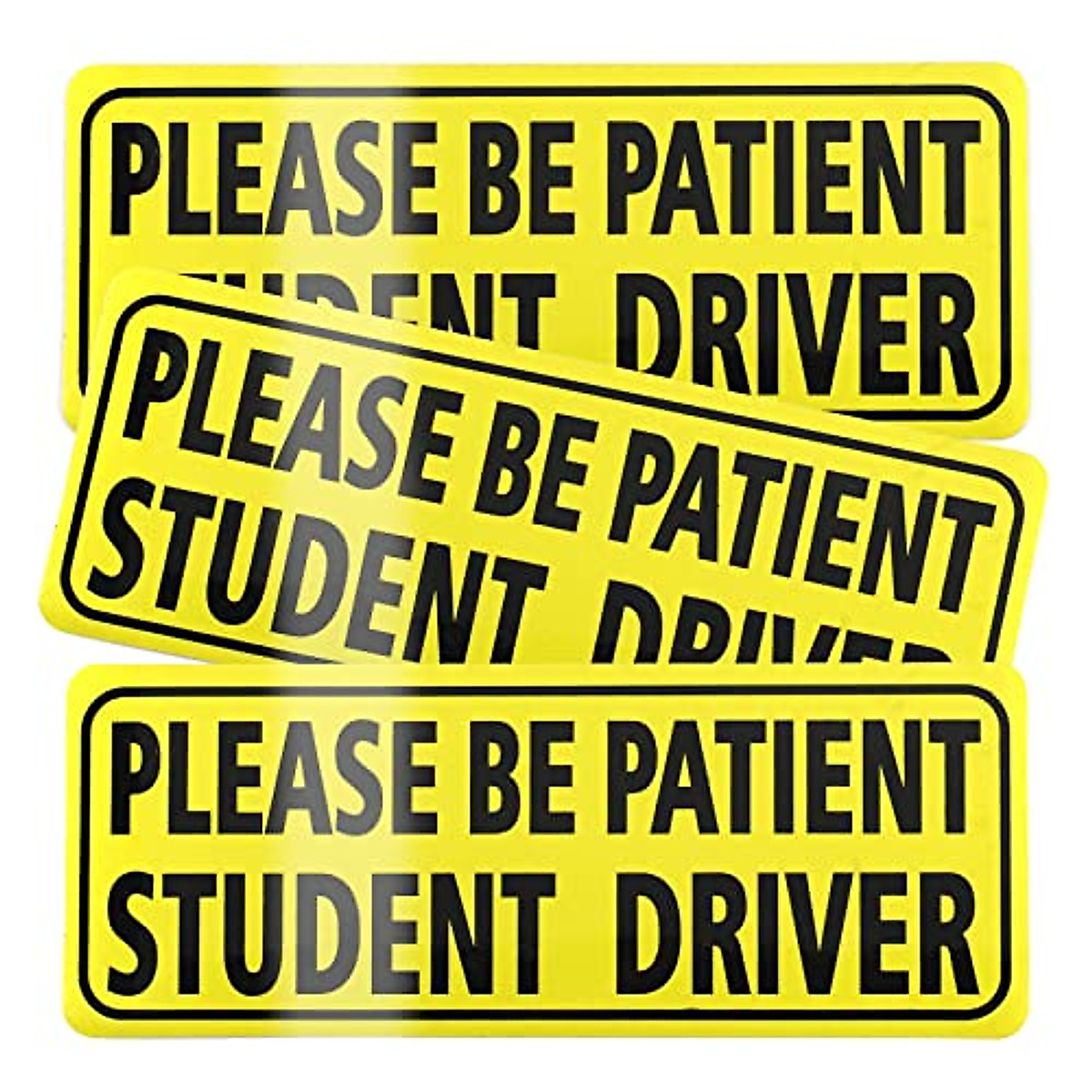 JUSTTOP 3pcs Student Driver Magnet for Car, Please Be Patient Student Driver Magnet, New Drivers Sticker Safety Warning, Magnetic Reflective Rookie Driver Bumper Sticker (Black)