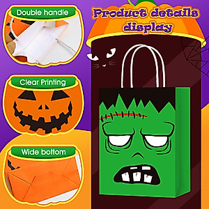 Saypacck 36 Pcs Halloween Treat Bags Halloween Paper Gift Bags with Handles Trick or Treat Candy Bags Goodie Bags for Holiday Treats Snacks Halloween Party Favors Supplies