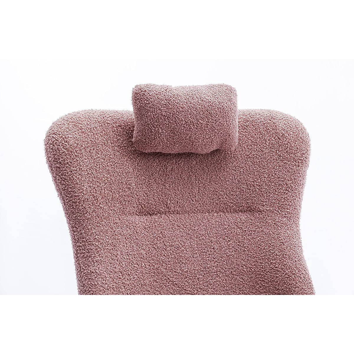 Lepfun 35.5 inch Casual, Soft Teddy Velvet Fabric Rocking Chair for Nursery,Comfy Wingback Glider Rocker with Safe Solid Wood Base for Living Room Bedroom and Balcony,Pink