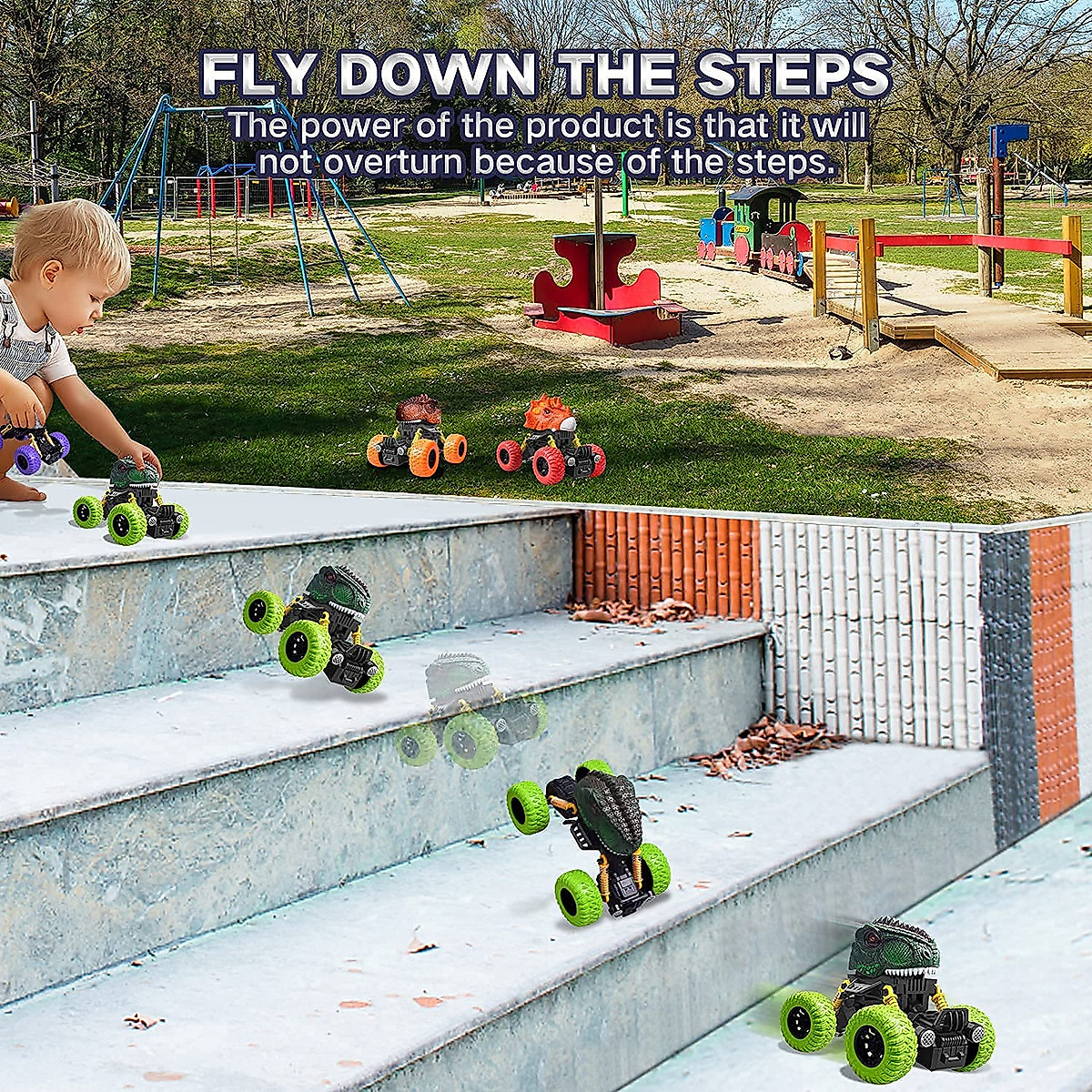 Dinosaur Toys for Kids 3-5 Toys for 3 Year Old Boys - 4 Drive Toys for 5 Year Old Boys Cars for Kids Toys for 4 Year Old Boys Gifts for 2 3 4 5 6 Year Old Boys Toys Birthday Gift