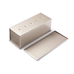 Monfish Large Loaf Pan w Lid Pullman Bread Pan 2.2lb dough Aluminized Steel Commercial Grade Non Stick Loaf Baking Pan