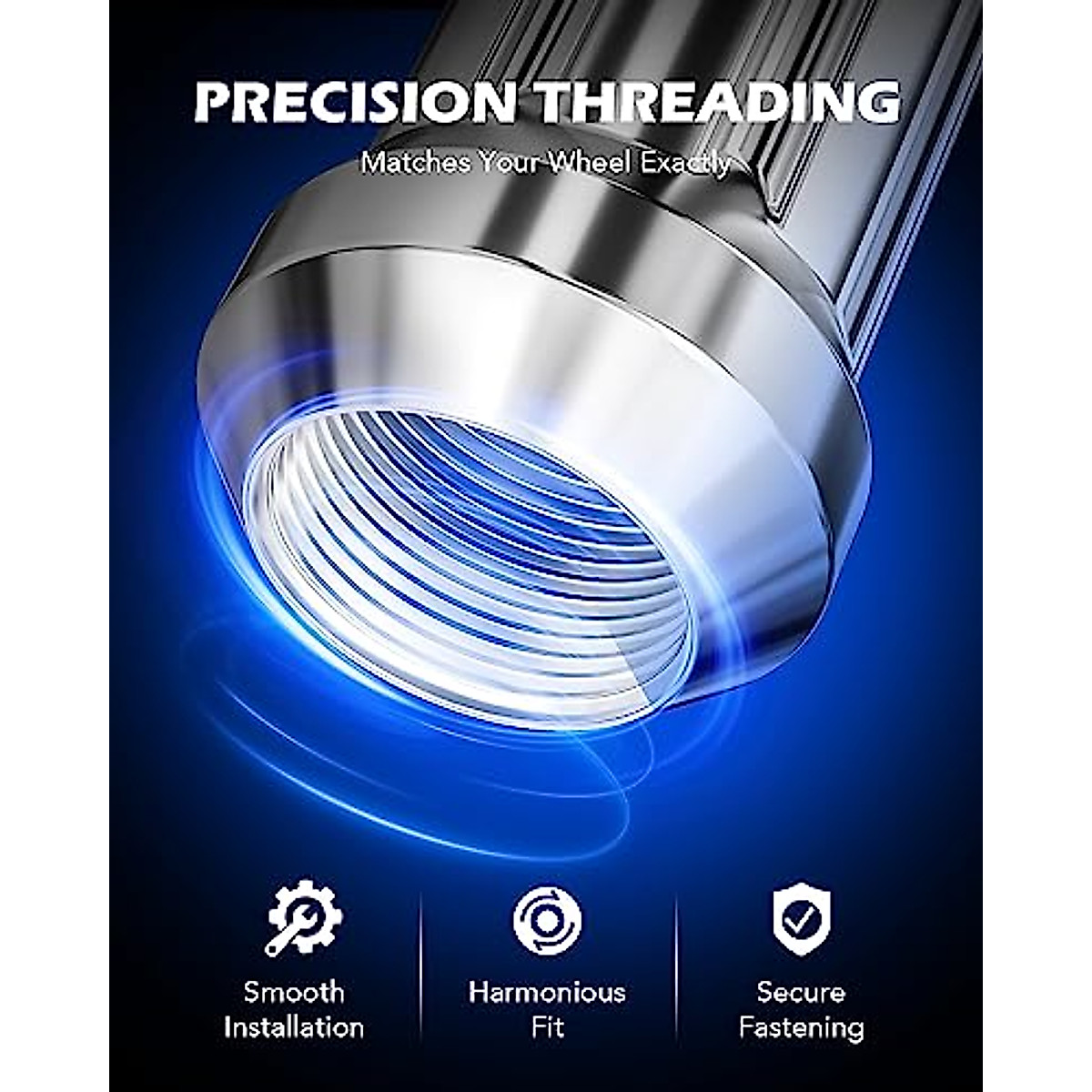 M14x1.5 Spline Lug Nuts with Cone Seat, Chrome Plated Wheel Lug Nuts Compatible with Chevrolet Silverado Suburban 1500 Ford Expedition F-150 Ram 1500& More, Set of 24