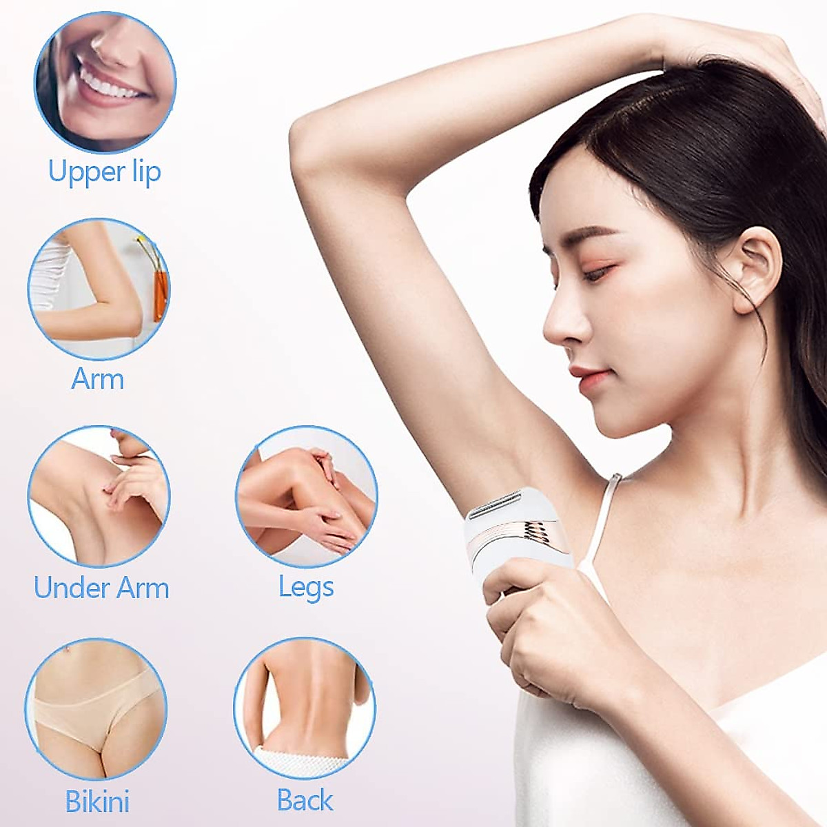 ASOONYUM Electric Shaver for Women, Bikini Trimmer, Womens Electric Razor, Facial Hair Removal, Wet Dry Lady Hair Remover for Legs Body Face Underarms and Pubic, Portable USB Rechargeable White