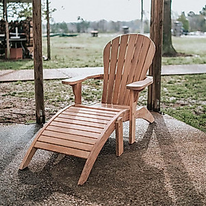 TITAN GREAT OUTDOORS Savannah Grade A Teak Adirondack Ottoman, Patio Lounge Stool for Deck, Porch, or Backyard, Indoor Outdoor Use, Weather Resistant, Gently Curved Back with Tight Slats