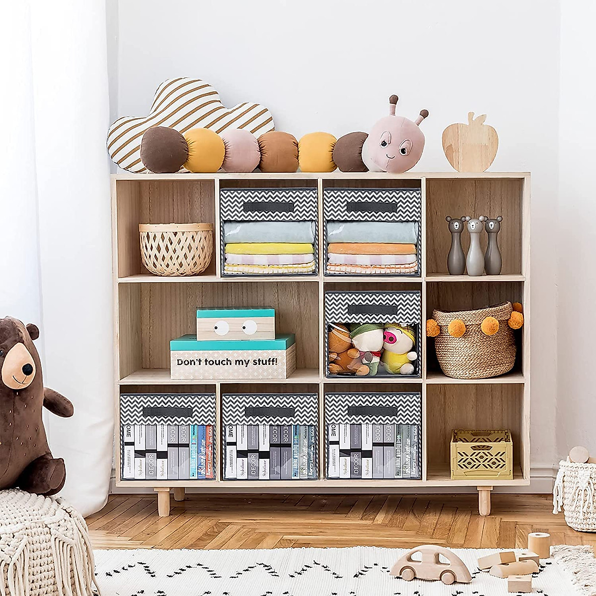 DIMJ Storage Cubes, 12.2 Inch Cube Storage Bins with Front Window, Fabric Baskets for Shelves, Foldable Cube Storage Organizer Bins, Closet Organizers and Storage for Home, Office, 3 Packs