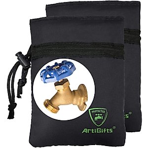ArtiGifts Pro Outdoor Faucet Cover Socks for Winter Freeze Protection, 5.9" W x 7.7" H, Black, Set of 2