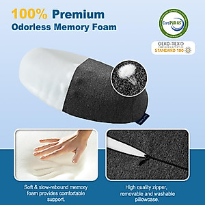 Cervical Neck Pillows for Pain Relief Sleeping, Memory Foam Contour Pillow for Stiff Neck Pain, Travel Bolster Traction Pillow, Neck Support Roll Pillow for Bed, Neck Stretcher Relaxer for Tension