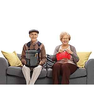 Weabetfu Large Capacity Portable Yarn Organizer Knitting Tote Storage Bag with Shoulder Strap Yarn Bags Have Pocket for Crochet Hooks,Knitting Needles & Accessories,Prevent Yarn Tangle(Grey)