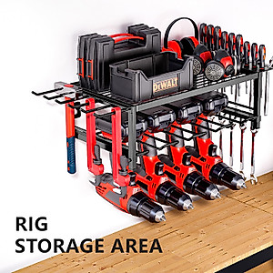 Ristpal Power Tool Organizer, 4 Drills Holder Wall Mount, 2 Layer Heavy Duty Tool Organizer and Storage, Suitable Tool Rack for Tool Room, Workshop, Garage (2 Layers (4 Drill Holder))