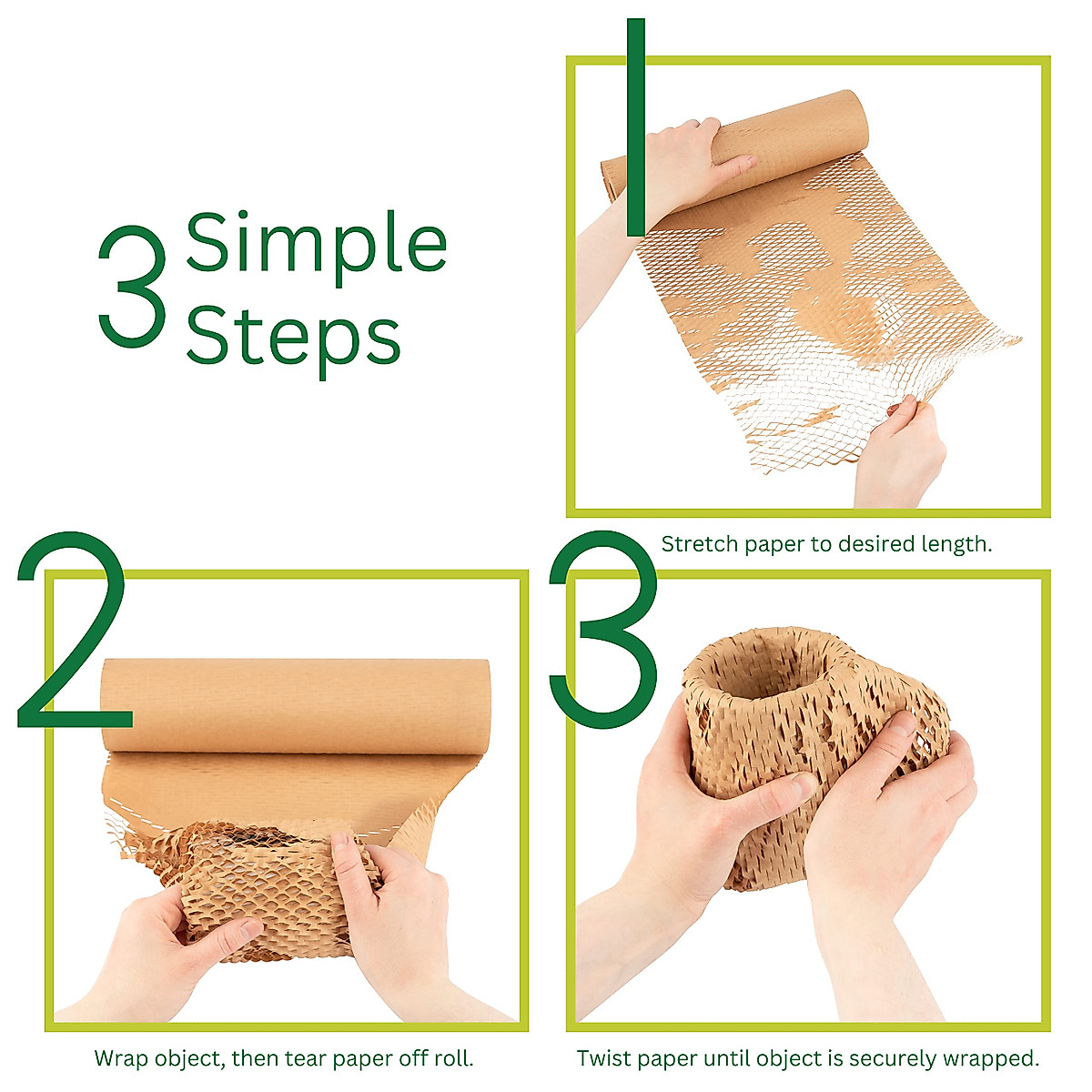 Eco-Friendly Honeycomb Wrapping Paper - 15" x 120' Roll with Fragile Stickers - Premium Packaging Solution for Fragile Items