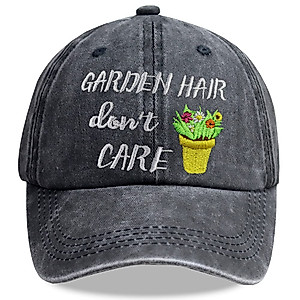 Tacoesha Gardening Gifts for Women Mom, Garden Hair Don’t Care Ponytail Hat, Adjustable Washed Cotton Embroidered Garden Accessories Baseball Cap, Gifts for Birthday