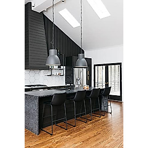 Signature Design by Ashley Centiar Urban Industrial 28.75" Pub Height Bucket Seat Barstool, 2 Count, Black