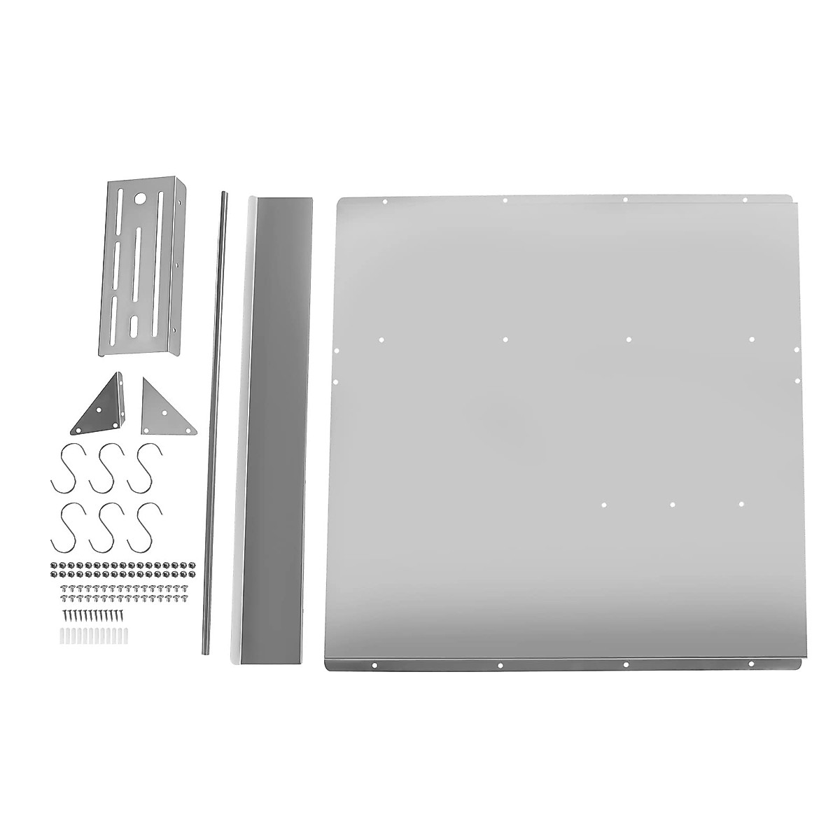 Futchoy Range Backsplash with Shelf 30 x 30.7 Inch Range Hood Wall Shield, Stainless Steel Backsplash Silver Splash Plate for Range Hood Stainless Backsplash