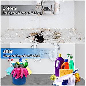 Jifunull Under Sink Mat for Kitchen Cabinet, 34" x 22" Silicone Waterproof Under Sink Tray with Drain Hole, Liner Protector for Kitchen, Bathroom and Laundry Room, Hold Up to 2 Gallons, Grey