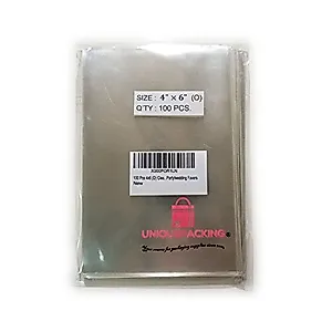 UNIQUEPACKING 100 Pcs 4x6 Inches (O) Clear Flat Open-End Cello Cellophane Bags Good for Bakery, Party/Wedding Favors, 1 Pack / 100 Pieces