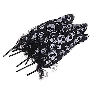 Halloween Skulls Pattern Swan 20 Pcs Saddle Hackle Rooster Halloween Hackle Rooster Goose Natural for Toy DIY Craft Home Decoration Headgears