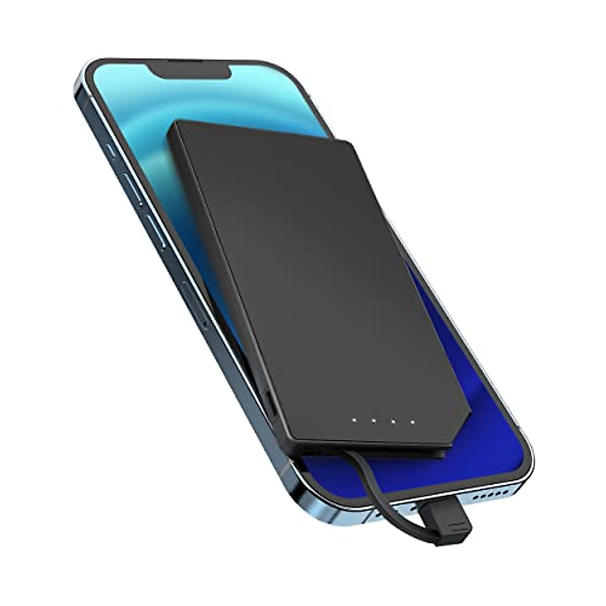 TNTOR Portable Power Charger Ultra Thin Power Bank Built in Cable 5000mAh Wallet & Pocket Size [only 0.24 inch] Slim Compact External Battery Charger Compatible with iPhone