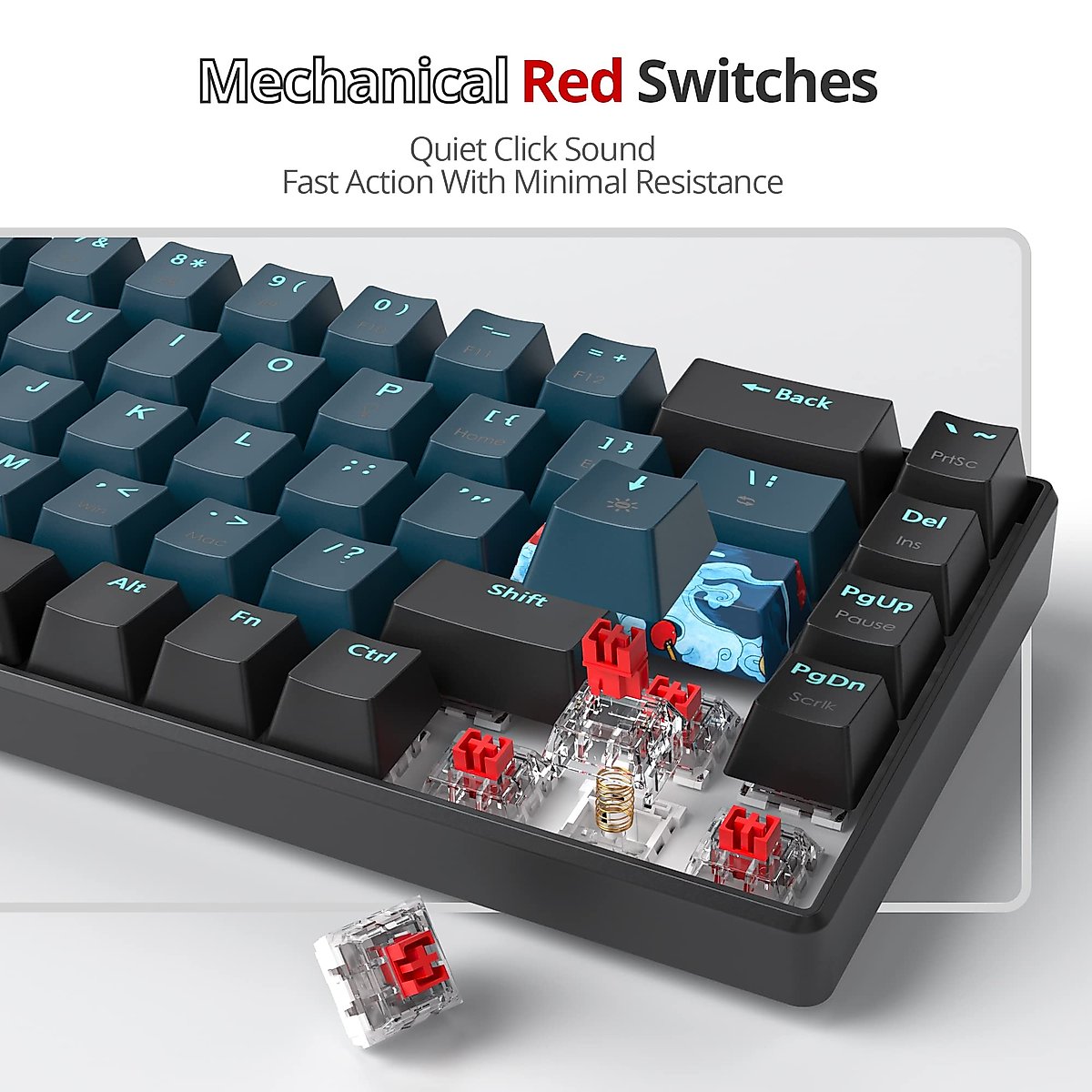 Ussixchare 65 Percent Mechanical Gaming Keyboard 68 Keys RGB Gaming Keyboard with Red Switch Wired Keyboard for Windows PS4/5 Xbox Gamers(68 Monster)