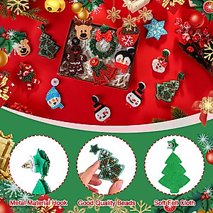 Siifert 12 Pairs Christmas Earrings for Women Christmas Beaded Earrings Bulk Holiday Earrings Handmade Christmas Tree Santa Snowflake Wreath Reindeer Dangle Earrings for Party Christmas Gifts