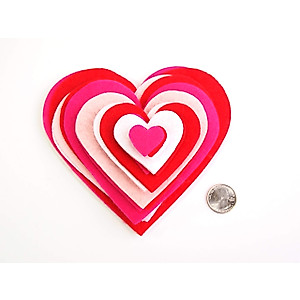 Playfully Ever After 1 to 6 inch Multi-Size Color Pack 24pc Felt Hearts (Red/Pink/LightPink/White)