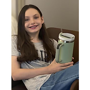 GOGOJOVE 40 OZ Tumbler with Handle and Straw,Double Wall Vacuum Reusable Stainless Steel Water Bottle for Home, Office or Car,Keep Hot/Cold for Hours (Grey)