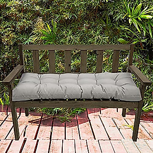 BOOMSHY 51"x20" Indoor/Outdoor Bench Cushion Cotton Garden Furniture Seat Cushion,Patio Wicker Seat Cushions with Ties for Lounger Garden Furniture Patio Lounger Bench (Light Grey)