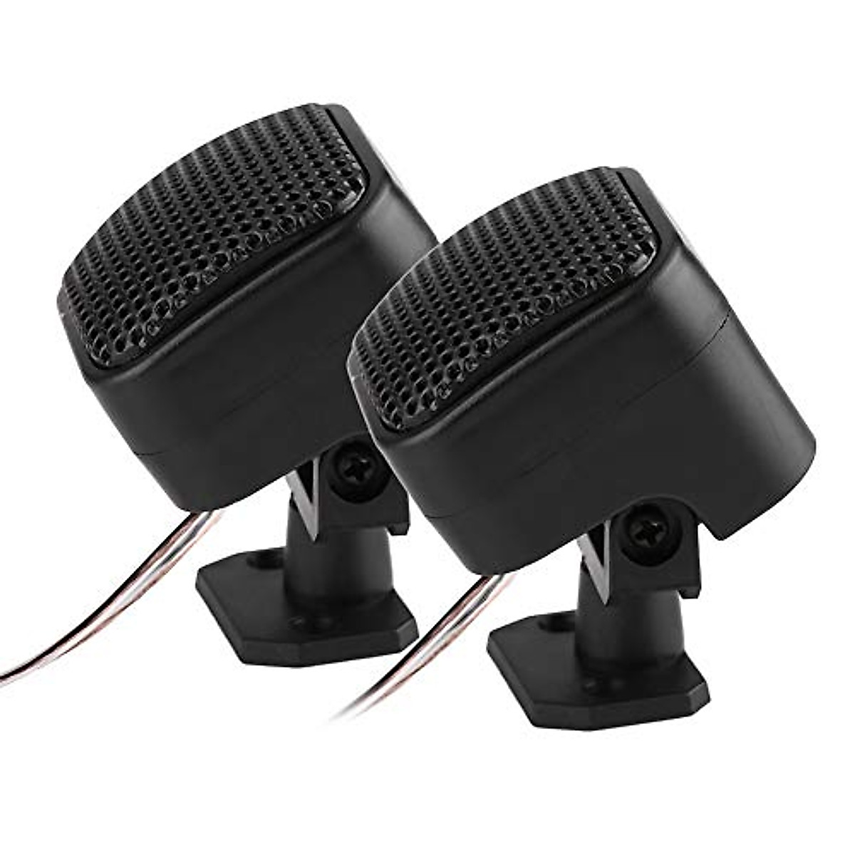 Automobile Tweeter Loudspeaker, 2pcs Car Small Square Speaker 500W Loud Audio Music Tweeter Loudspeaker for Most Cars Black
