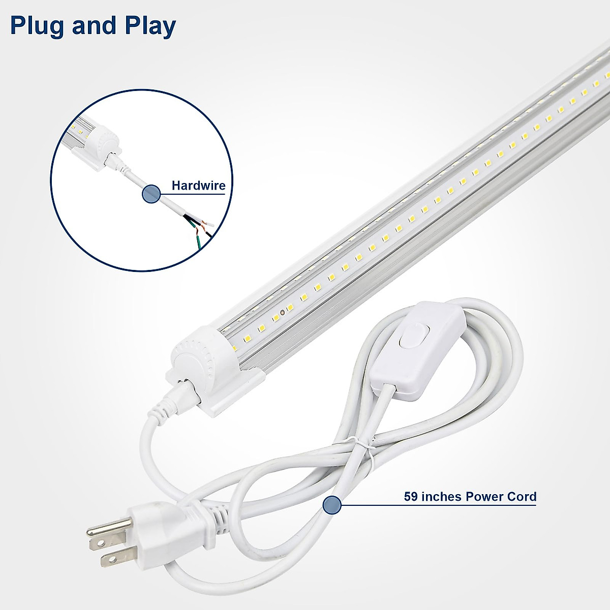 EPESTOEC 4FT LED Shop Light,6300LM,42W,6500K Super Bright White,V Shape Integrated T8 LED Tube Light,High Output Linkable Shop Lights
