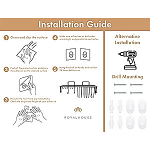 Shower Caddy Basket Shelf, Bath Accessories , Shampoo Holder Organizer No Drilling Wall Mounted Adhesive Bathroom Storage Black Stainless Steel (Black) - 2 Pack