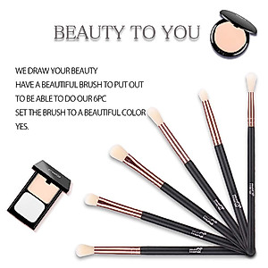 MSQ Eye Brush Set Rose Gold 6pcs Eyeshadow Set Eyebrow Brush Makeup Brushes Eyeliner Brush for Eyeshadow, Eyebrow, Eyeliner, Blending, Concealer, Best for Gifts