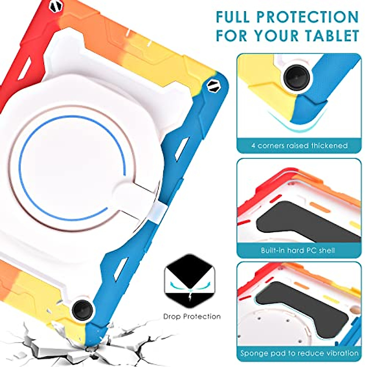 DETUOSI Galaxy Tab A8 10.5 Case with Rotate Stand & Shoulder Strap, Kids Friendly Shockproof Protective Case for Samsung Tab A8 10.5 inch 2022 (SM-X200/X205/X207), Red & Green
