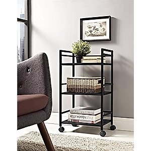 Ameriwood Home Marshall 3 Shelf Metal Rolling Utility Cart, Black