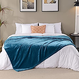 SOCHOW Flannel Fleece Blanket Throw Size, All Season Lightweight Super Soft Cozy Blanket for Bed or Couch, Teal Green, 50x60 inches