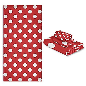 CaTaKu Towels Set 3-Piece, Polka Dot Canvas Towel Bathroom Sets, 1 Bath Towel, 1 Washcloth, 1Hand Towel, Red and White Towel Set of 3 Soft Multifuntion for Home Kitchen Hotel Gym Swim Spa.