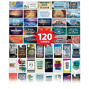 Better Office Products Motivation Inspiration Affirmation Cards, 120 Pack, 2 Each of 60 Unique Assorted Designs, Encouragement Card Deck, 2" x 3.5" (Business Card Size)