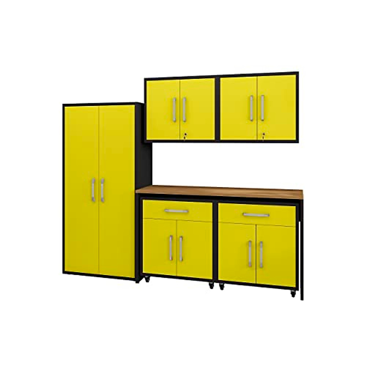 Manhattan Comfort Eiffel Garage Cabinets and Storage System, Set of 6, Yellow