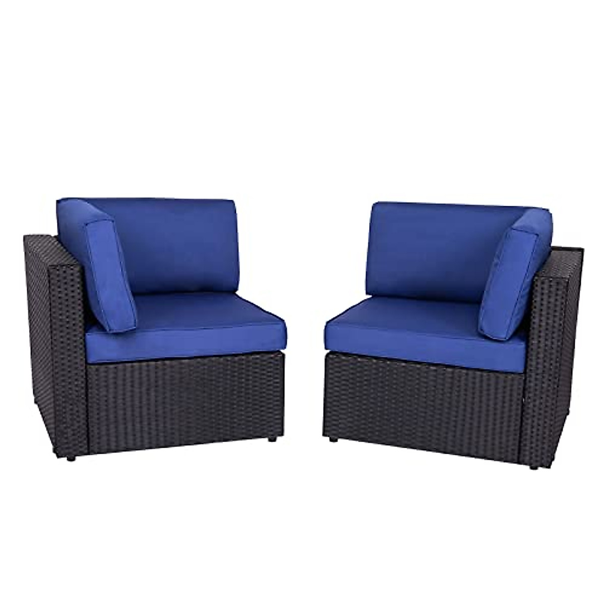 Kinsunny Wicker Loveseats Patio Sectional Corner Sofa Rattan Outdoor Thick Sofa Set