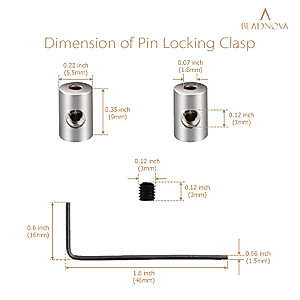 BEADNOVA Pin Locking Backs Pin Locks Backs Locking Pin Back Pin Locking Clasp for Insignia Name Tag Landyards Badge (10pcs, Allen Wrench Included)