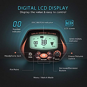 VIVOHOME High Accuracy Metal Detector with Shovel HD LCD Screen for Adults Kids 9 Inch Waterproof Search Coil, Adjustable Length 42.5-52.5 Inch, DISC Notch Pinpoint All Metal Modes, Batteries Included