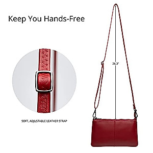 Bveyzi Genuine Leather Wristlet Purses for Women, Envelope Clutch Wallet Small Crossbody Bags for Dressy Evening (Wine Red)