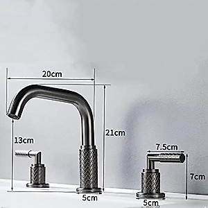 3 Hole Bathroom Basin Faucet Brass Bathroom Faucets Basin Faucets-Brushed Gold