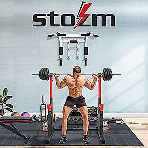 STOZM Combo Barbell Rack & Adjustable Weight Bench (Red)