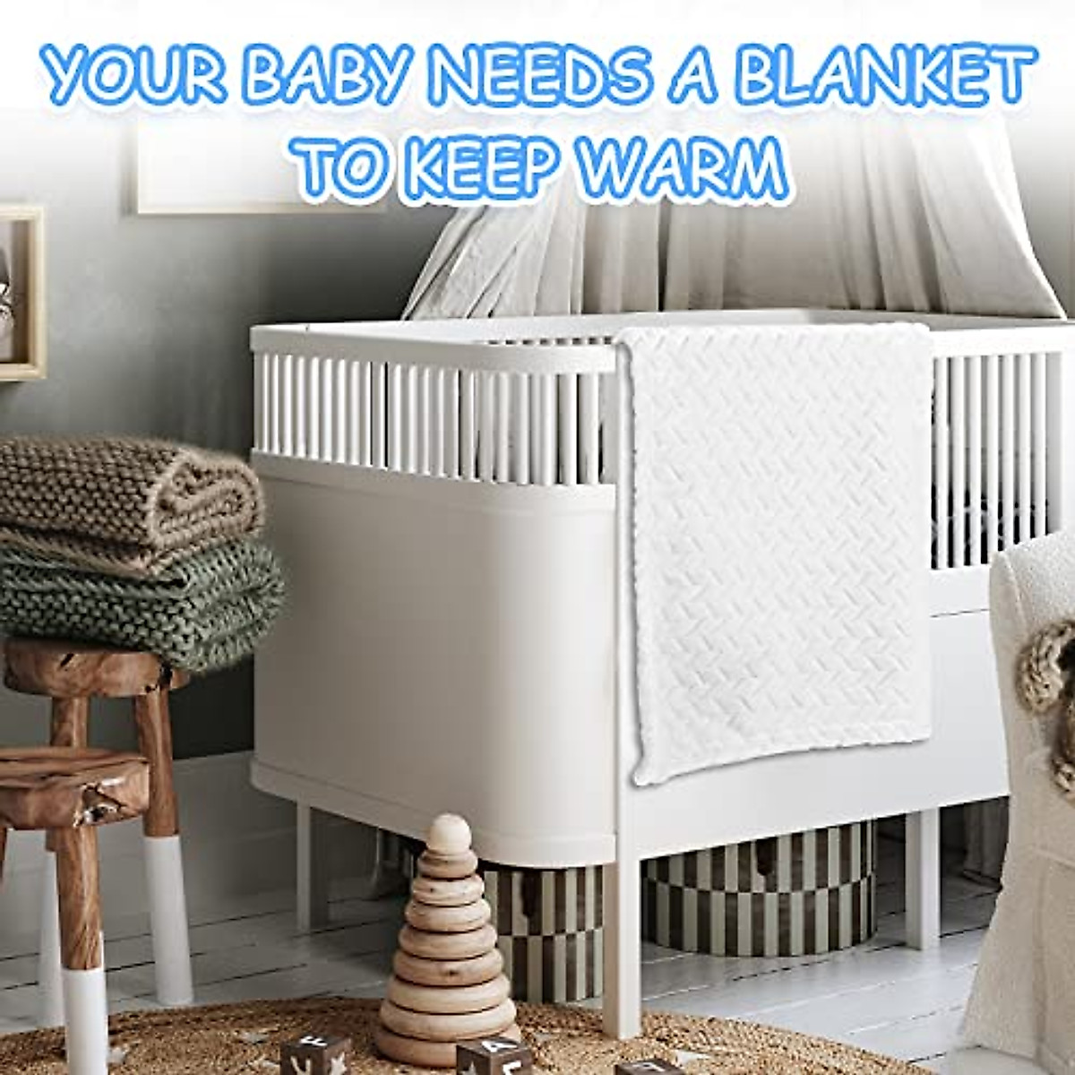 8 Pcs Baby Blanket Cozy Throw Blankets Fuzzy Baby Fleece Blankets Fluffy Warm Baby Crib Blanket for Unisex Newborn Infant Toddler Stroller Nursery Soft Receiving Swaddling Blankets, 24 x 32'' (White)