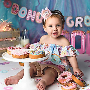 Rpvod 1st Birthday for Donut Baby Hat - Donut One Birthday Crown for Decoration,First Birthday Headpiece for Baby Girl,Best Party Supplies for Kids,Photo Booth Props Baby Showers